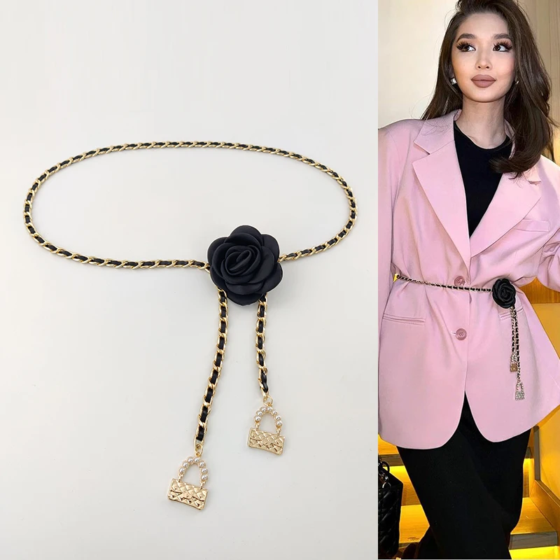 Designer-Gold-Chain-Belt-Female-Waist-Flower-Decoration-Dress-Metal ...