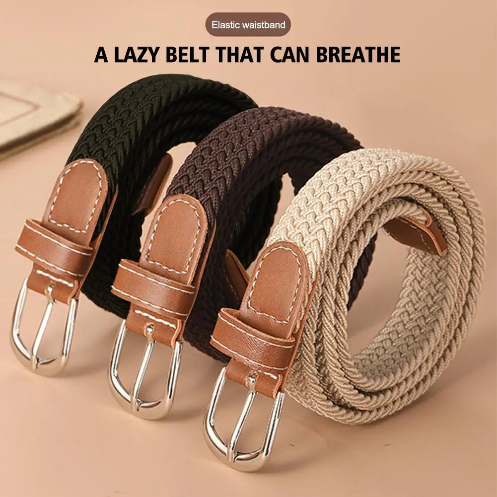 120-130cm-Casual-Knitted-Pin-Buckle-Men-Belt-Woven-Canvas-Elastic ...