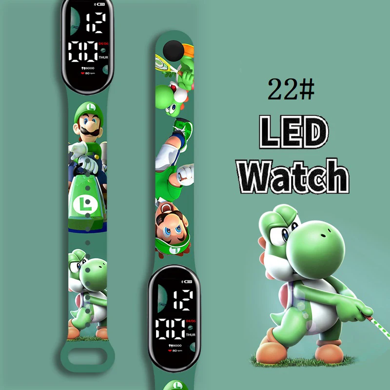 Relojes-de-Super-Mario-Bros-para-ni-os-reloj-de-pulsera-luminoso-de ...