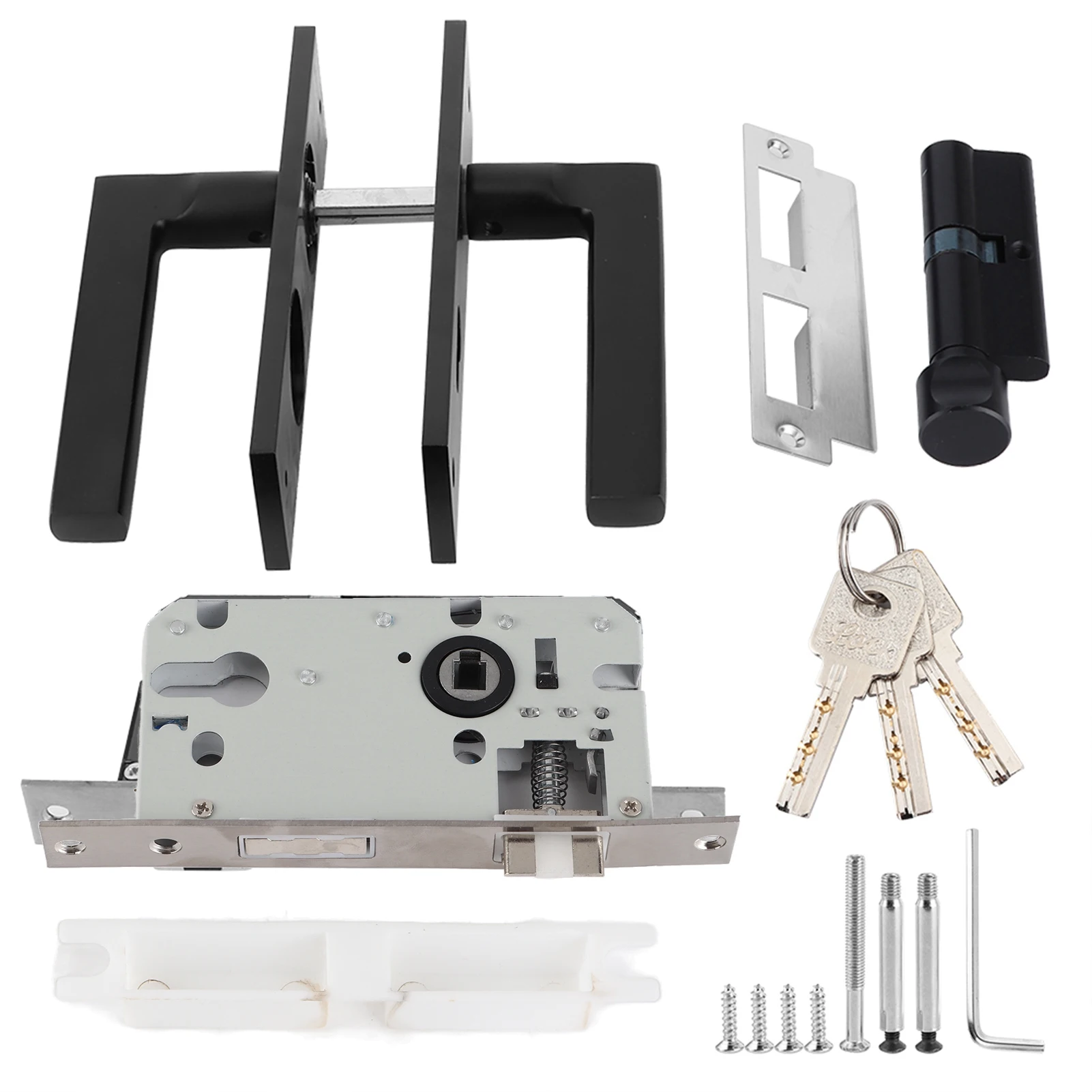 Space-Aluminum-Mechanical-Door-Handle-Lock-Set-Home-Security-Heavy-Duty ...