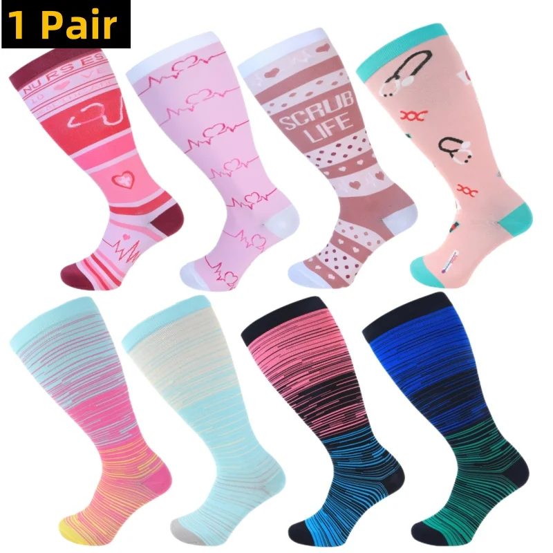 1Pair-Plus-Size-2XL-7XL-New-Compression-Socks-Unisex-Wide-Calf-Knee ...