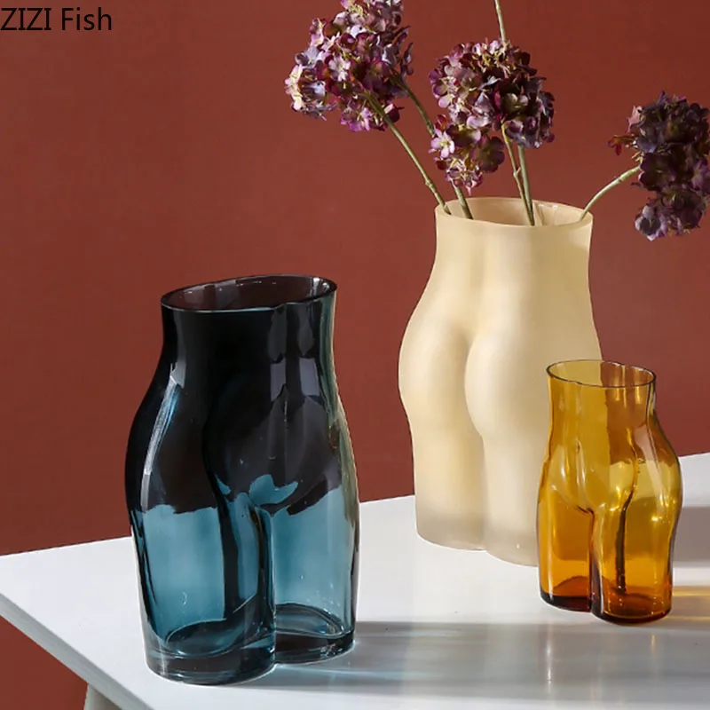 Transparent Glass Vases Body Art Bust Statue Desk Decor Ornaments ...