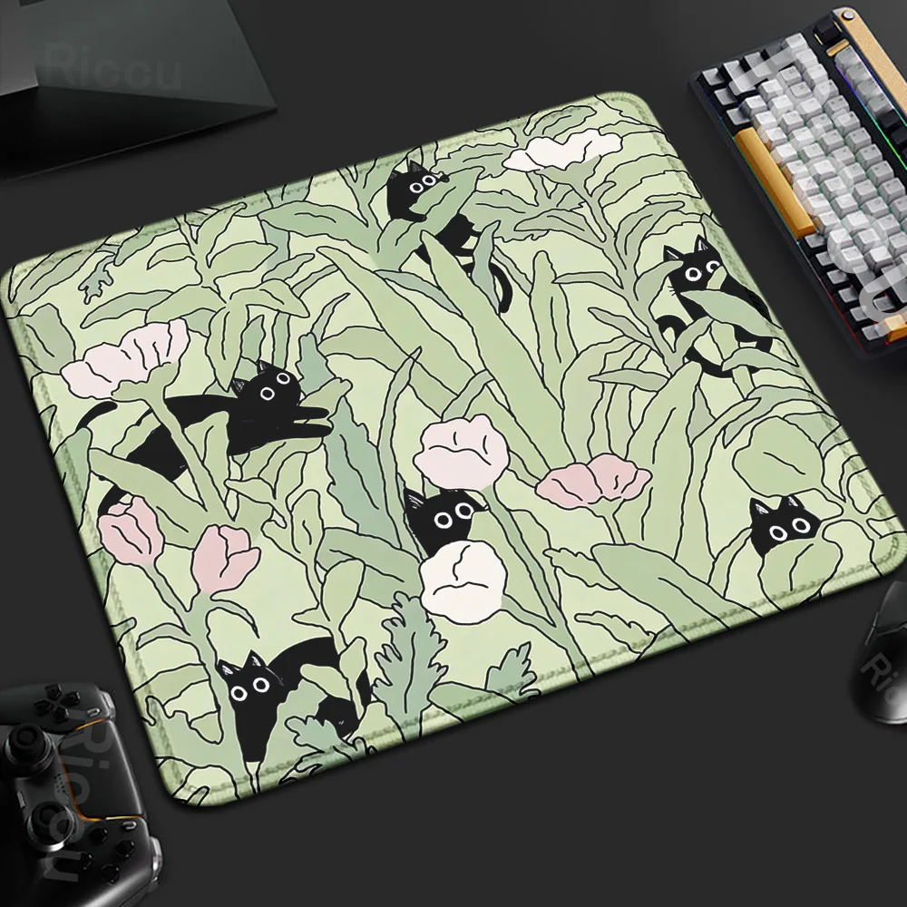 40x45cm Cute Cat Small Size Gaming Keyboard Mouse Pad Green Plant ...