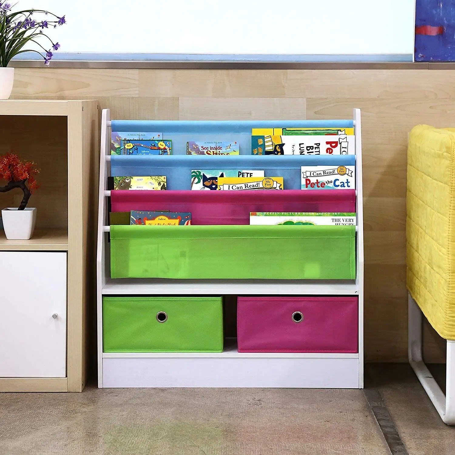 Kid-s-Bookshelf-Children-Toy-and-Book-Storage-Unit-with-2-Colorful ...