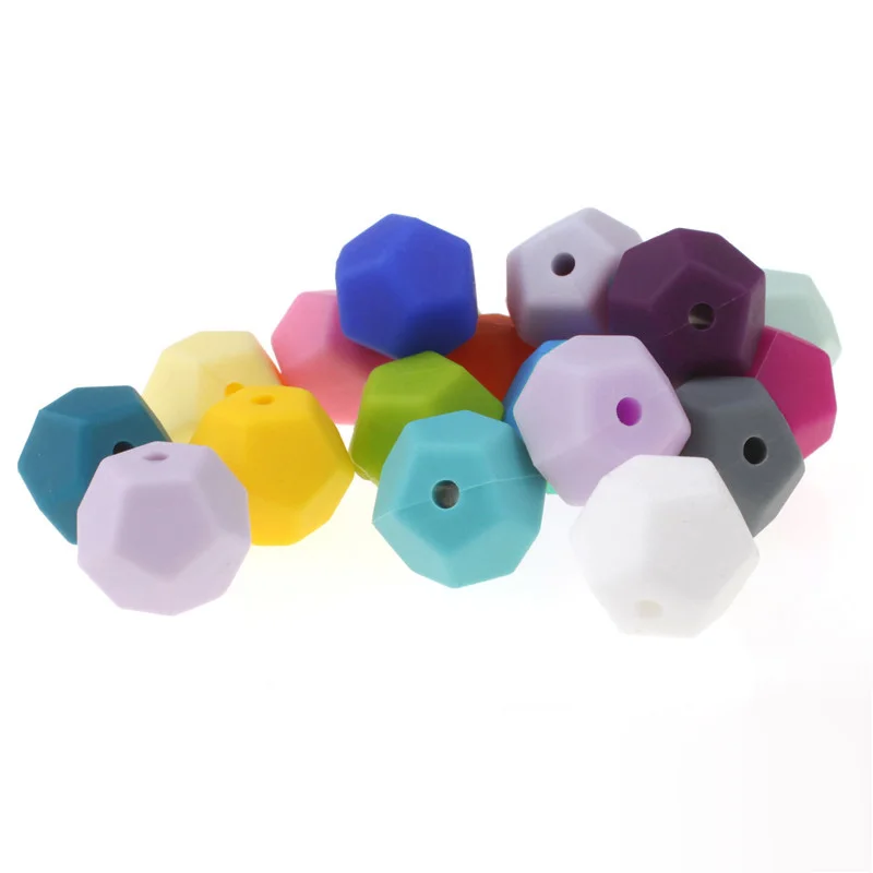 50PC-Round-Pentagon-Silicone-Teething-Beads-Food-Grade-Baby-Chewing ...