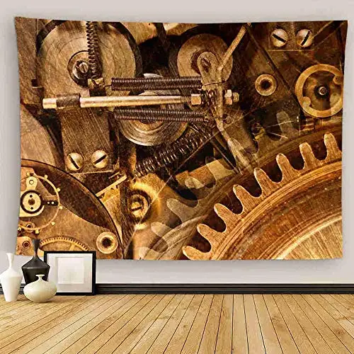 Industrial Tapestry Mechanical Gears Device Tapestry Steampunk Style ...