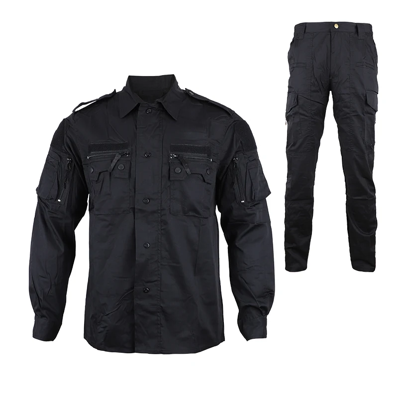 Men-s-Black-Tactical-Uniform-Combat-Suit-Training-Clothes-Outdoor ...