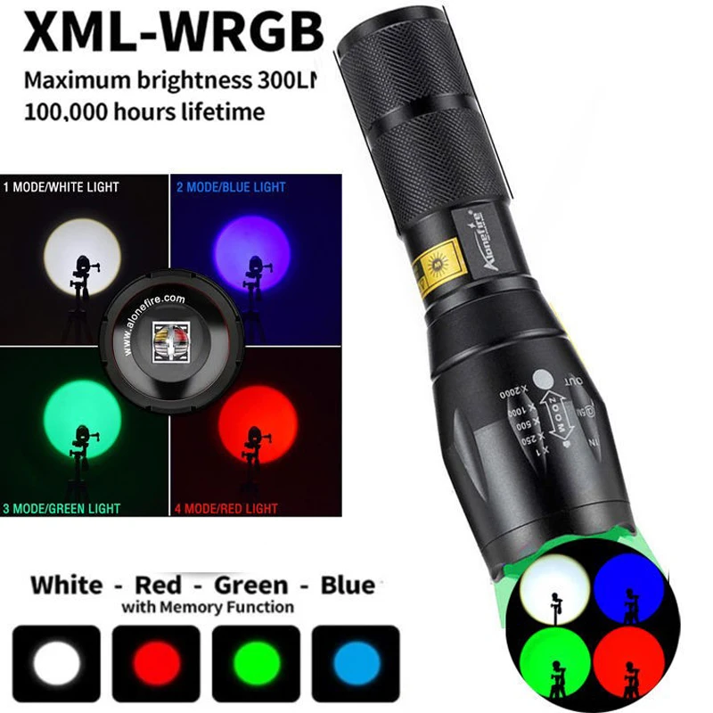 A100-telescopic-focusing-multi-function-strong-light-flashlight-red ...