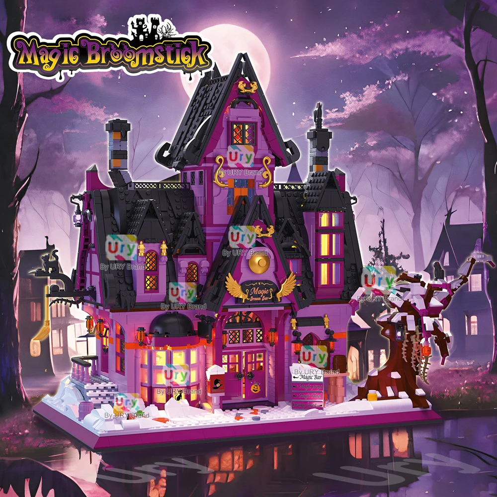 Mini-Bricks-Friends-House-City-Halloween-Villa-Magic-Broom-Bar-MOC ...