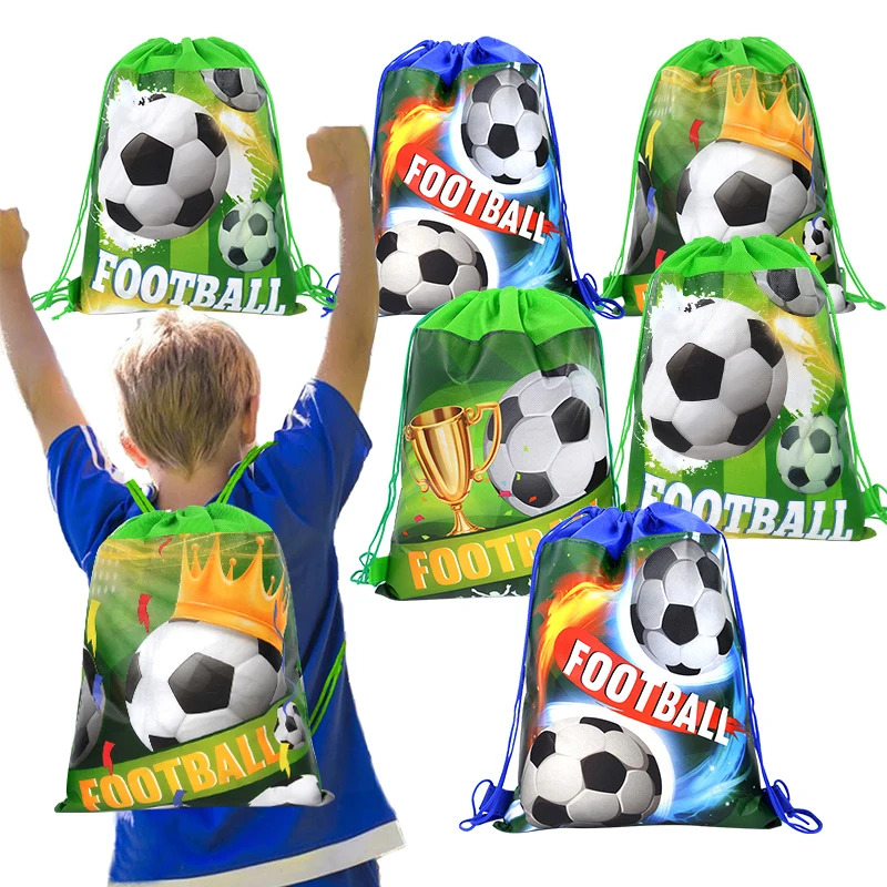 1-20Pcs-Football-Theme-Gift-Bags-Non-woven-Soccer-Drawstring-Goodie-Bag ...