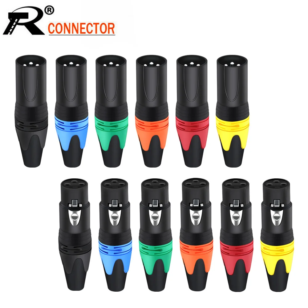 Conector XLR hembra de 3 pines + 10 enchufes macho profesional de 3 polos, Conector de micrófono ...