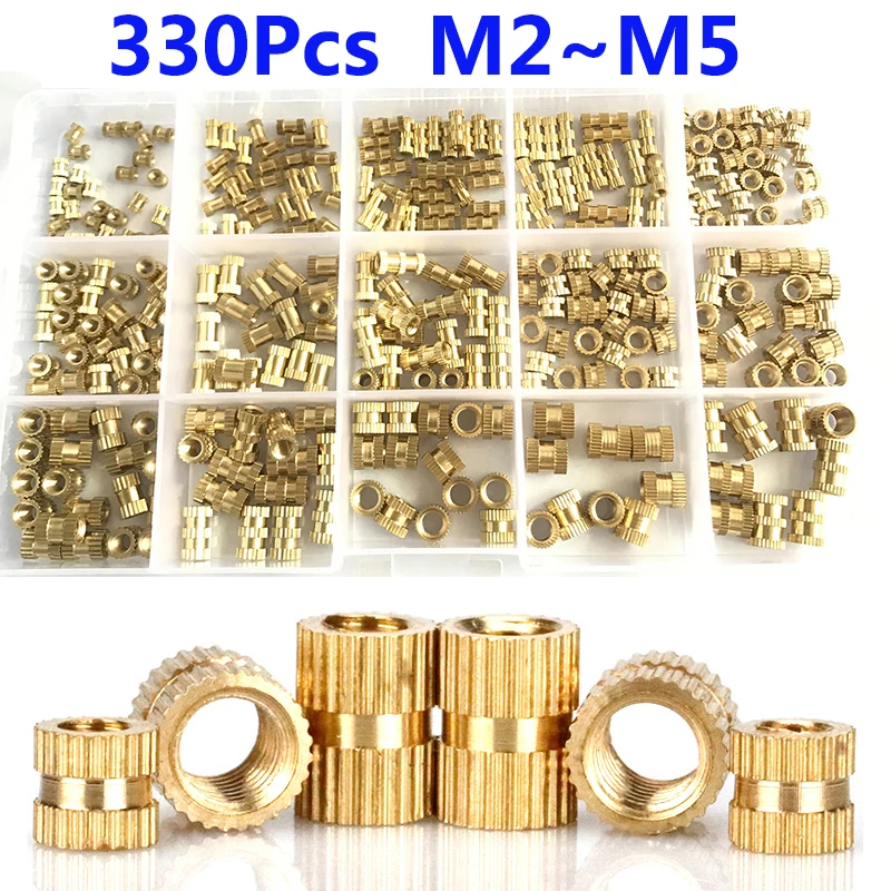 330-230pcs-Brass-Knurl-Round-Insert-Nut-Set-INjection-Molded-Copper-Nut ...