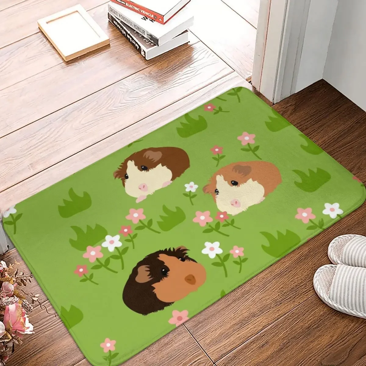 Guinea-Pig-with-Flowers-Green-Grass-Door-Mat-Bathroom-Kitchen-Balcony ...