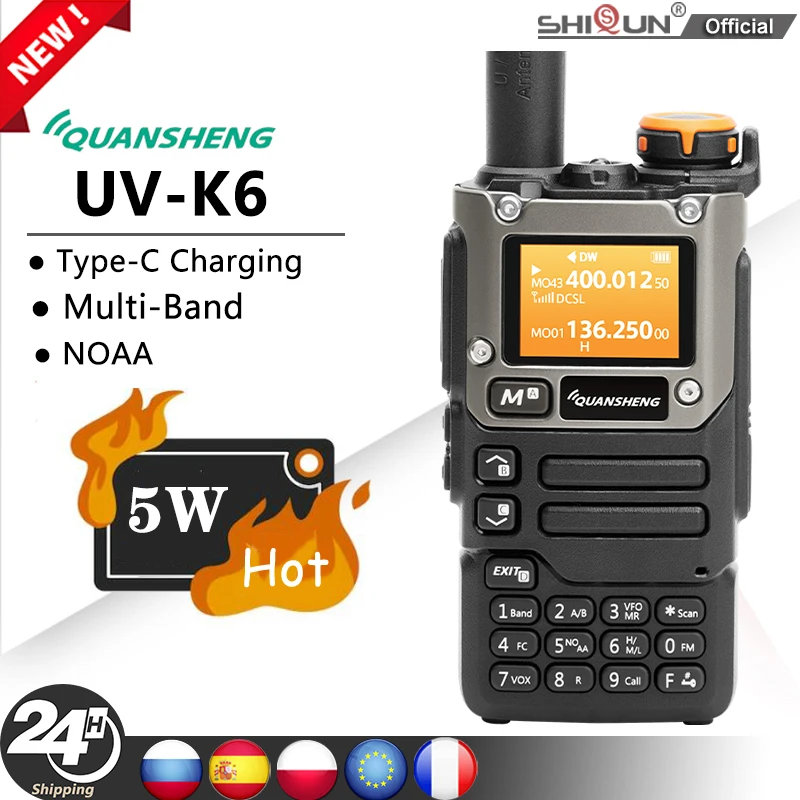 UV-K6 Quansheng UV-K58 5W Walkie Talkie UV-K5(8) Two Way Radio 50-600MHz Full Band Receiving ...