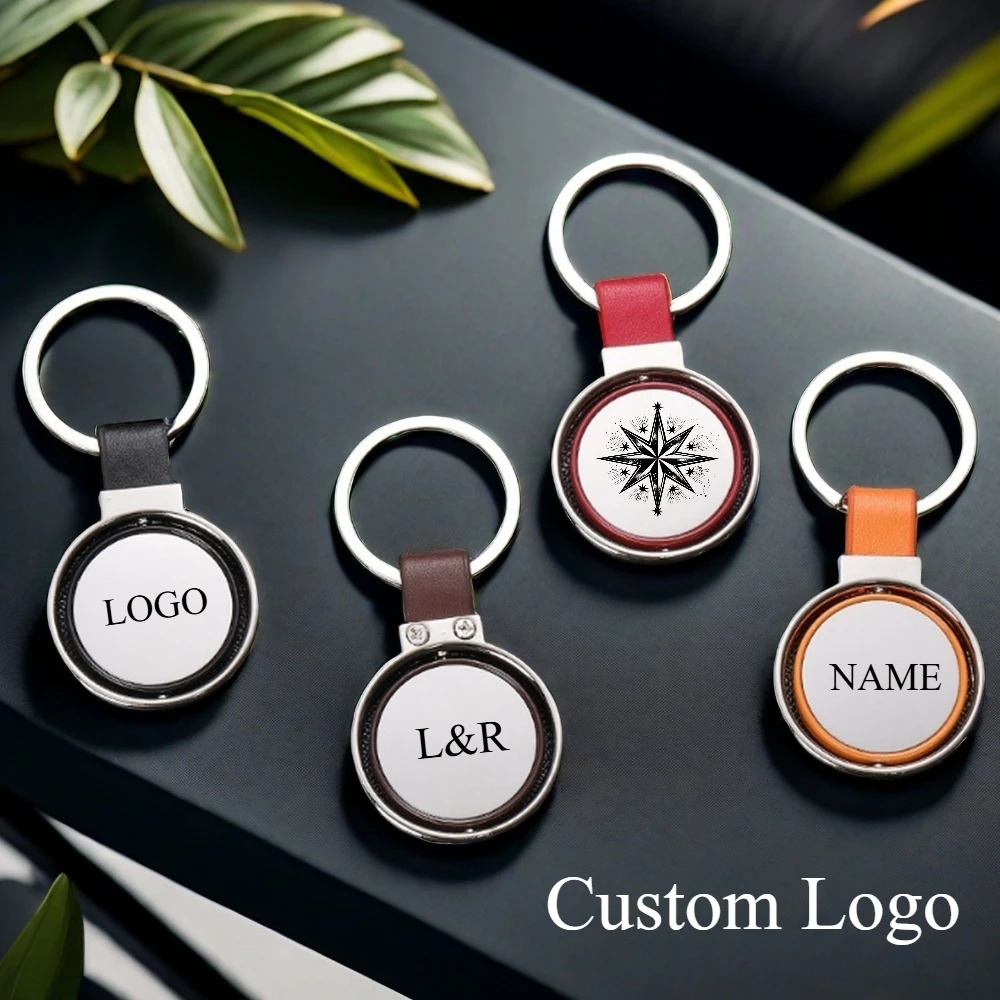 Customized LOGO Metal Circle Rotating Key Chain Blank Laser Engrave Car ...