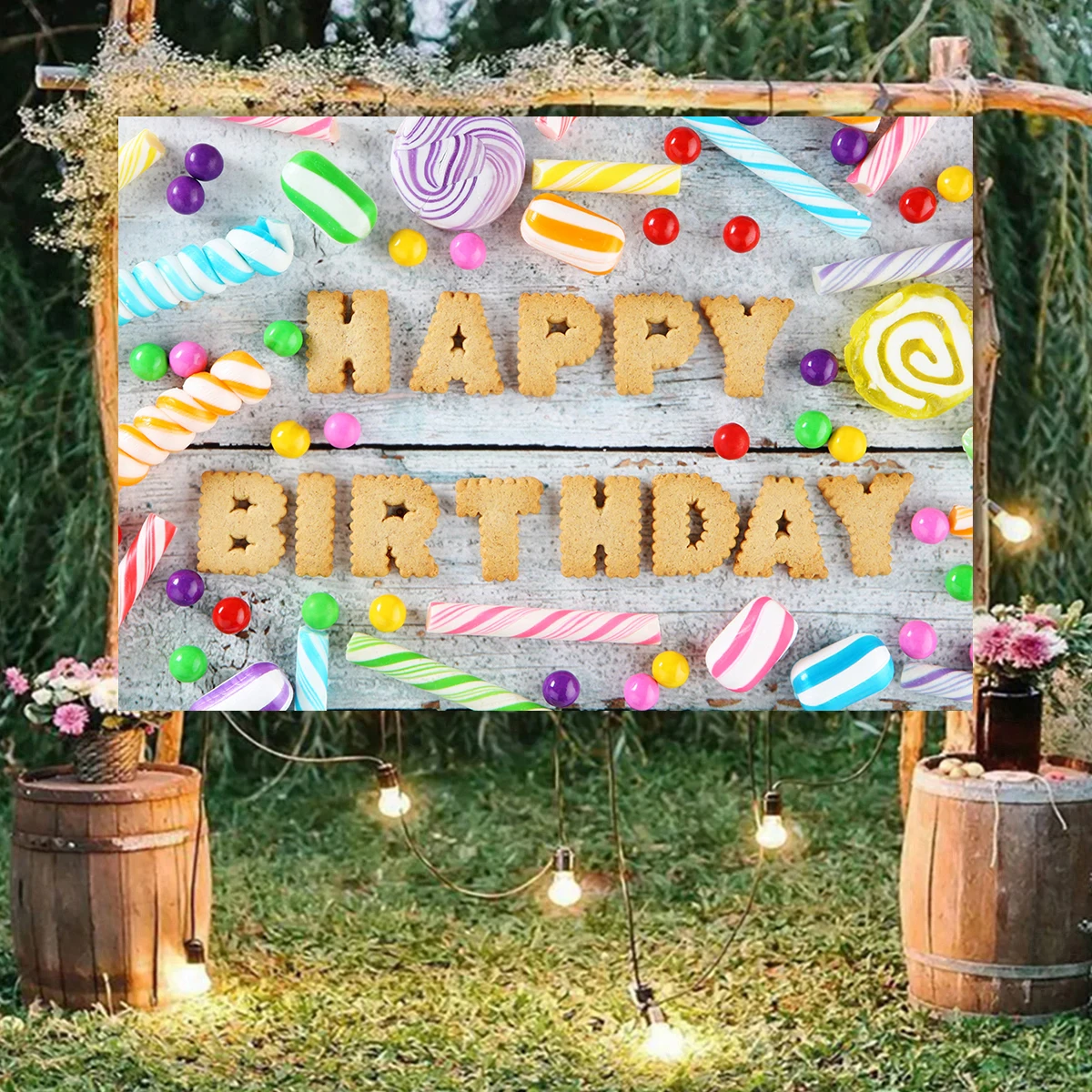 Happy-Birthday-Sweets-Candy-Wood-Planks-Backdrop-Photography-Children ...