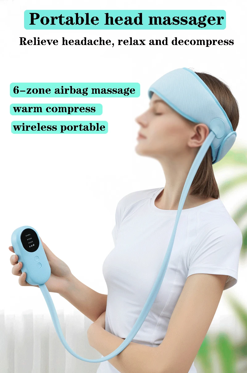 Electric Air Pressure Head Massager Heating Headband Hot Compress Head ...