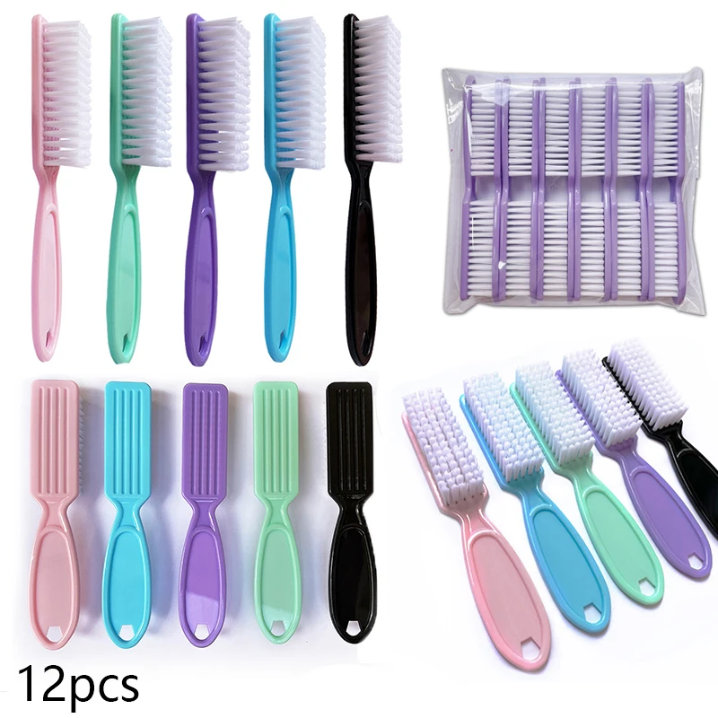 12pcs-Nail-Brush-Cleaning-Remove-Dust-Powder-Plastic-Cleaner-for ...