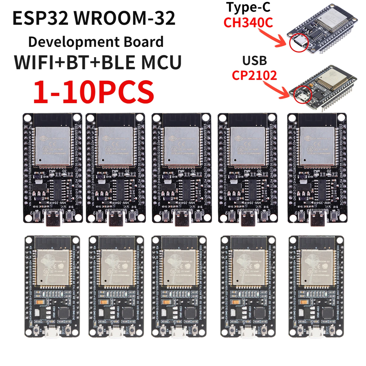 ESP32-WROOM-32-Development-Board-Type-C-CH340C-USB-CP2102-WiFi ...