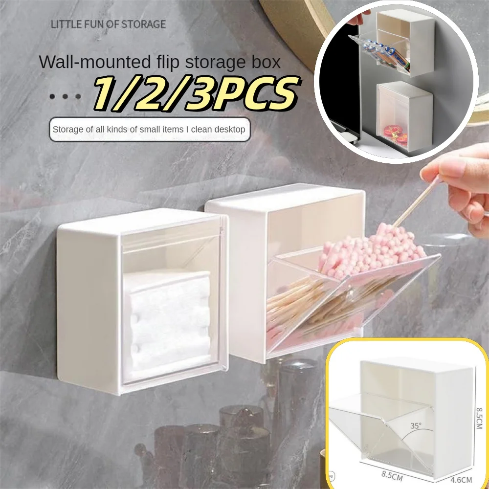 1-2-3PCS-Wall-Mounted-Cotton-Pad-Storage-Boxes-Dustproof-Bathroom ...