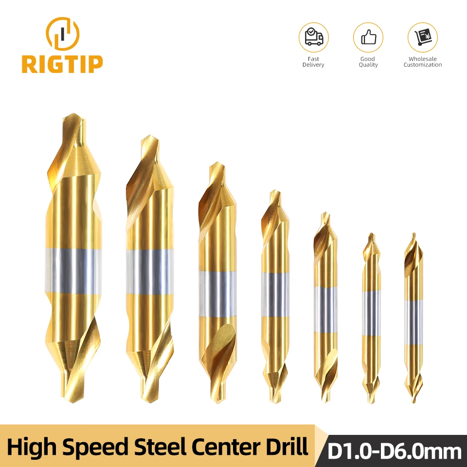 RIGTIP-HSS-Center-Drills-Ti-Coated-60-Degree-Countersinks-Angle-Bit-Set ...