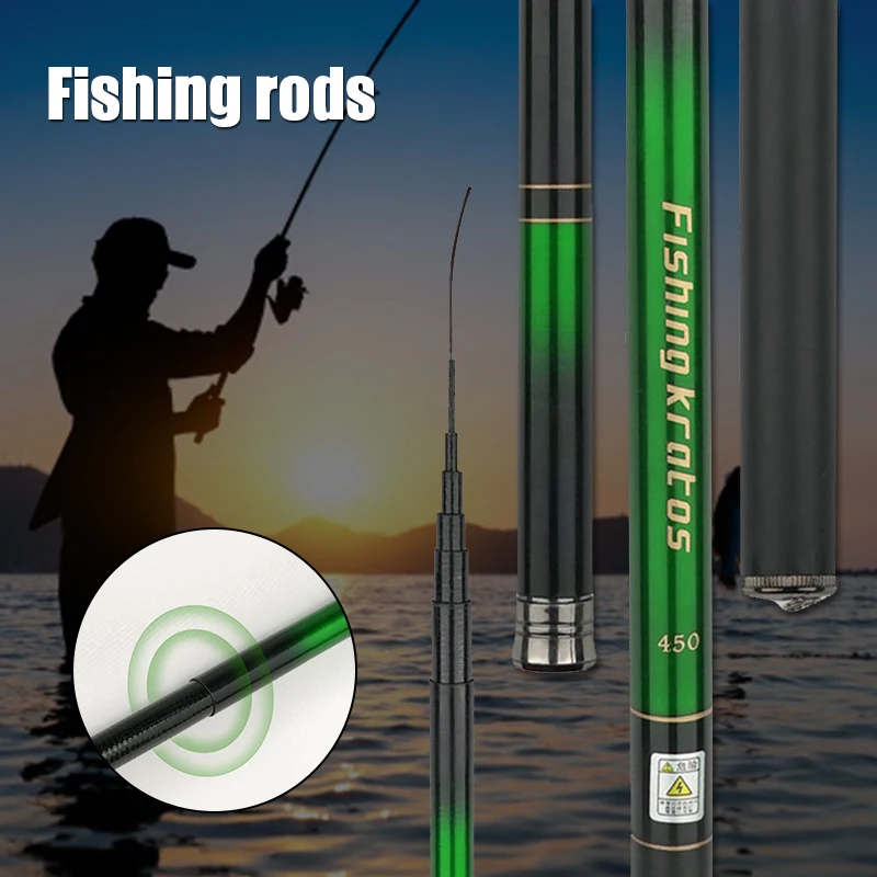 3.6M 4.5M 5.4M 6.3M Telescopic Shore Fishing Rod Freshwater Stream River Handle Pole Travel ...
