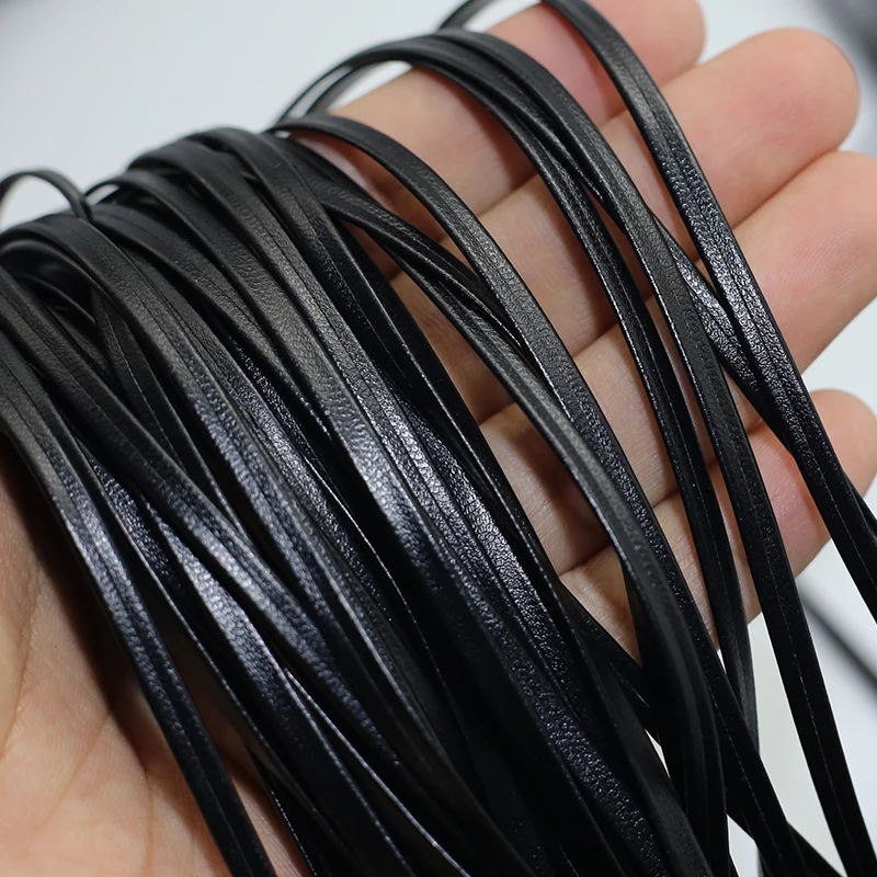 2m-black-fine-PU-leather-rope-3-25mm-flat-strand-leather-rope-suitable ...