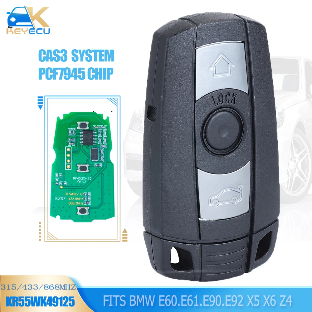 Keyecu10pcs Smart Remote Key 3b 315mhz/433mhz /868mhz For Bmw 1/3/5/7 ...