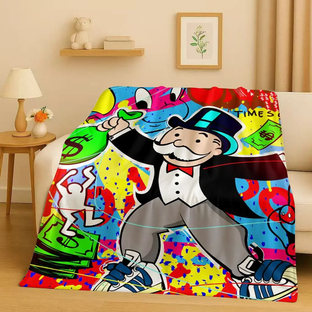 Rich Game Monopoly Money Dollar Cartoon Flannel Blanket,Ultra Soft Warm ...