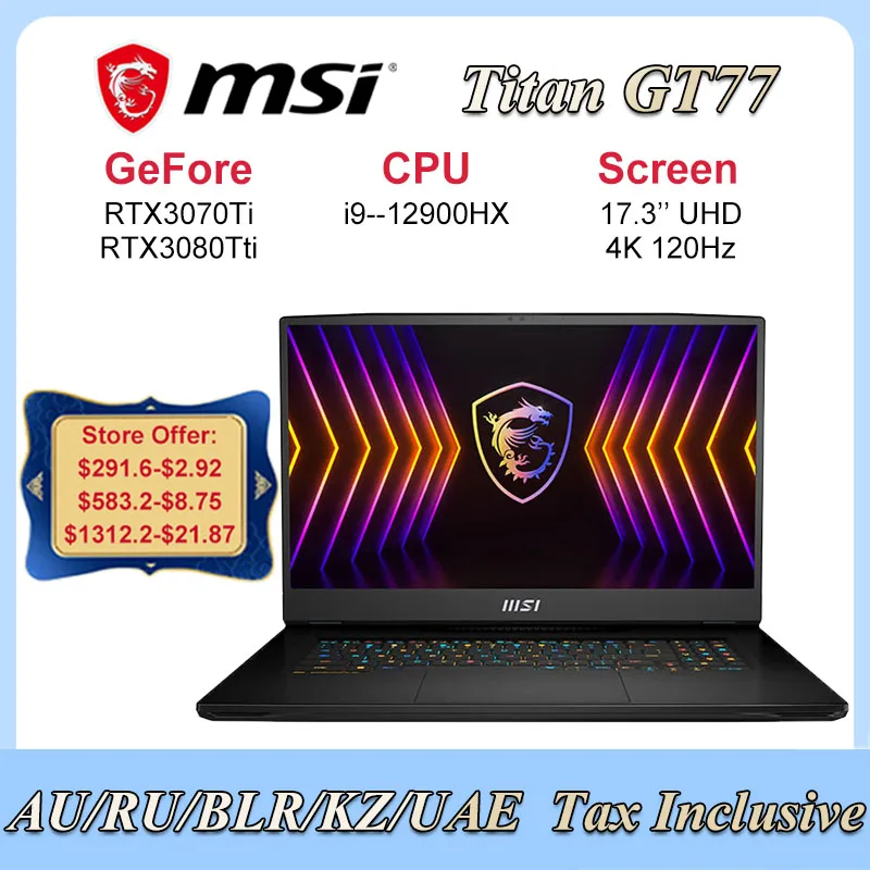 Original Msi Gt77 Gaming Laptop 17.3 Inch Uhd 4k 120hz Ips Screen ...