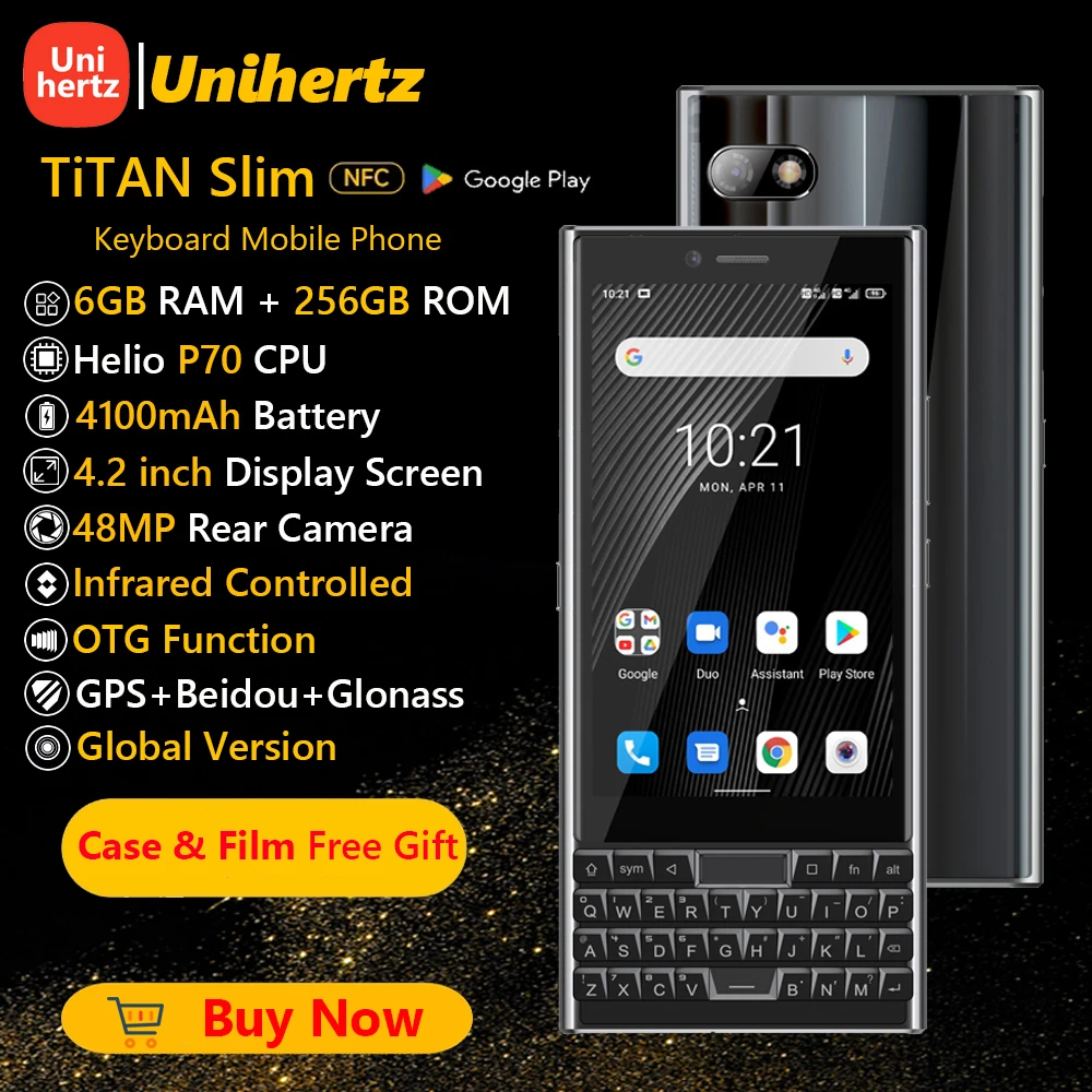 Unihertz TITAN SLIM 6GB 256GB Smartphone Android Qwerty Keyboard Touch Screen Cellphone 8MP 48MP ...