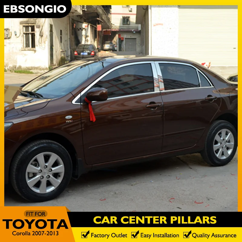 For-Toyota-Corolla-2007-to-2013-Stainless-Steel-Car-Center-Pillar-Cover ...