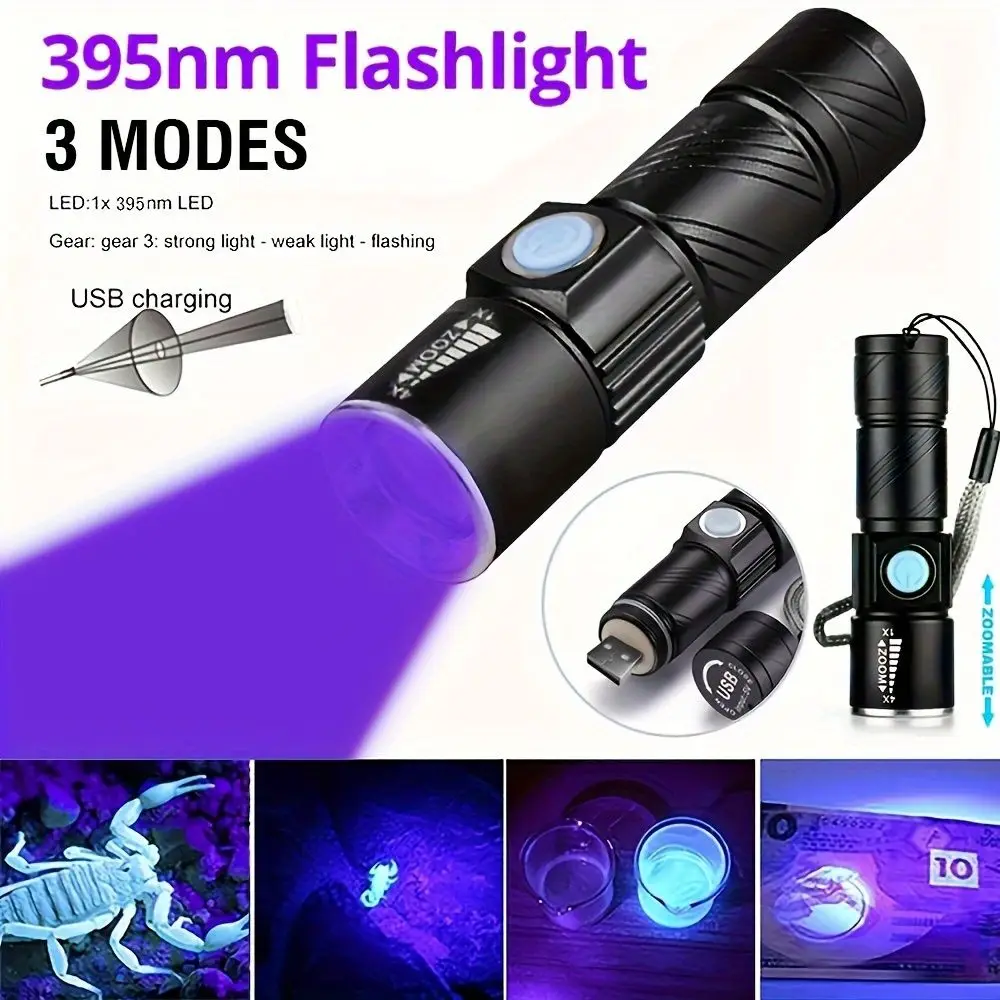 UV-LED-Portable-Flashlight-395nm-Black-Light-Wavelength-Violet ...