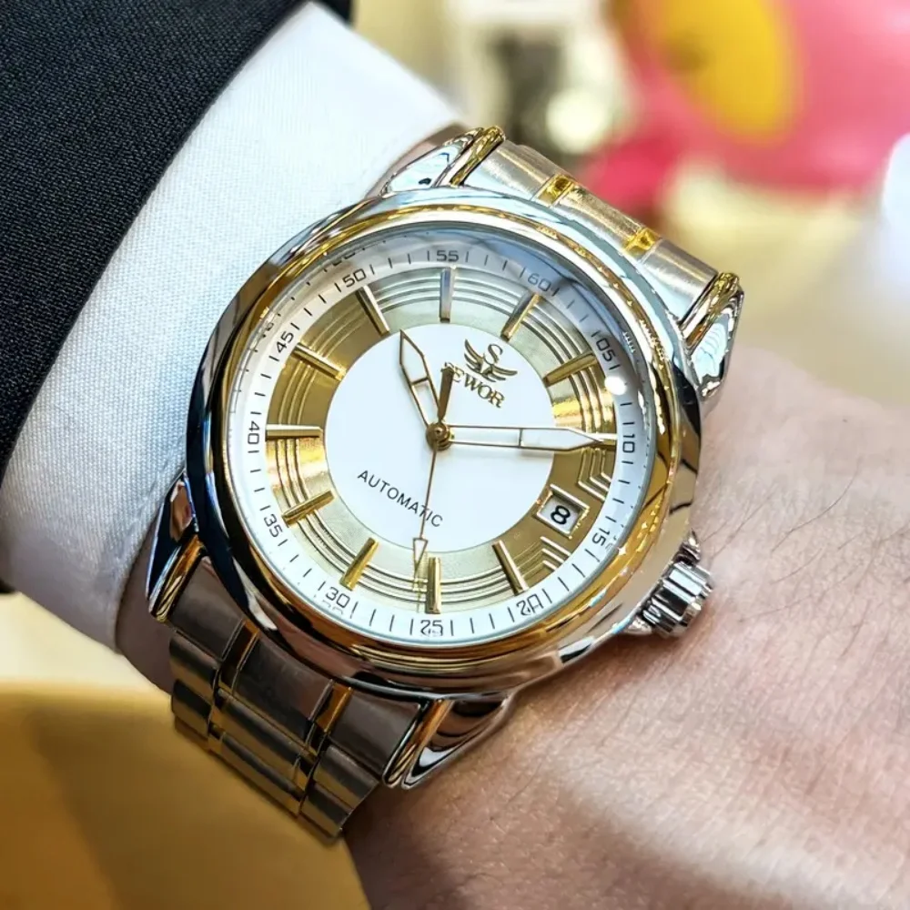 High-End Business Men's Automatic Mechanical Watch - White Dial with ...