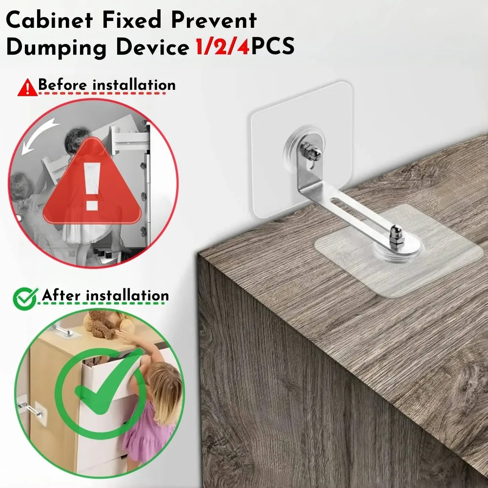 1/2/4PCS Cabinet Prevent Dumping Device Self-Adhesive Bookshelf Anti ...