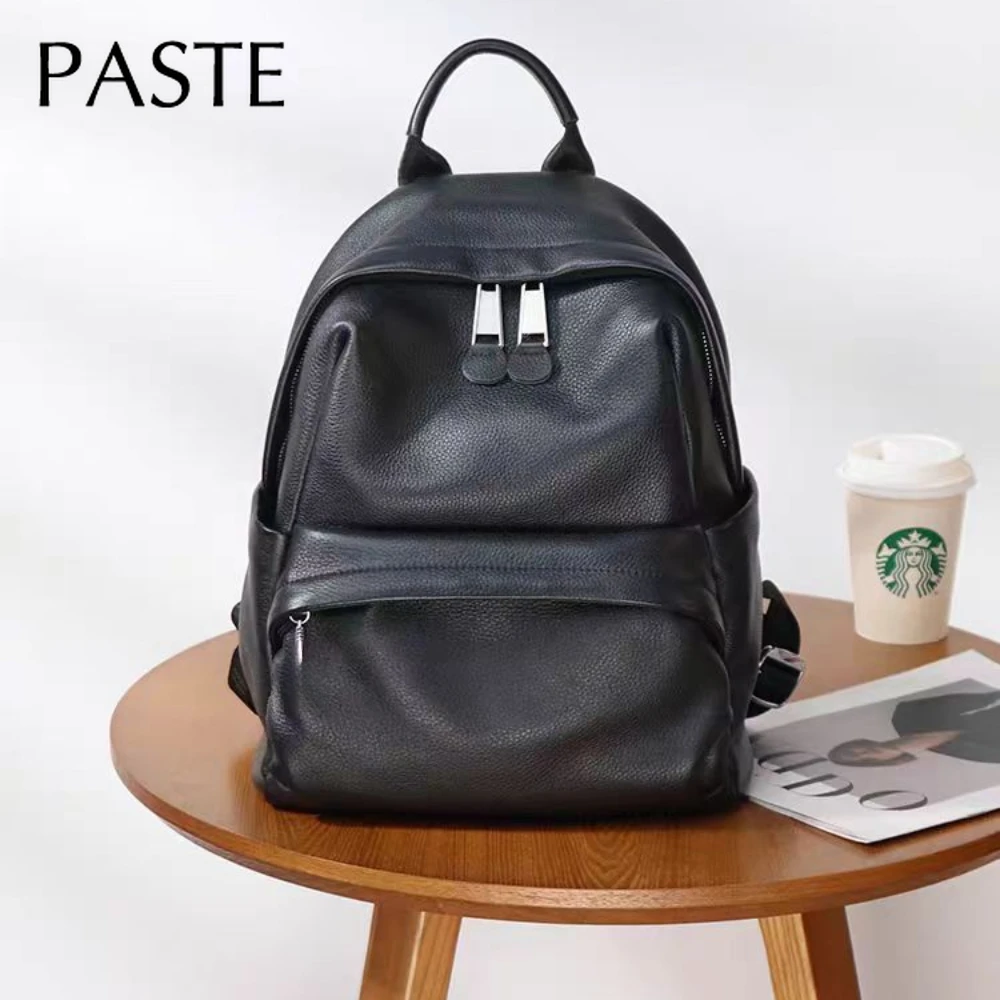 Simple Large Travel Bagpack Soft High-end 100% Genuine Cow Leather ...