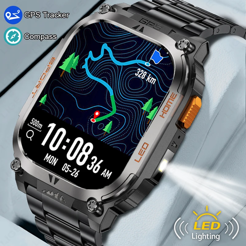LIGE New GPS Tracker Smart Watch LED Flashlight 1.96'' HD Screen ...