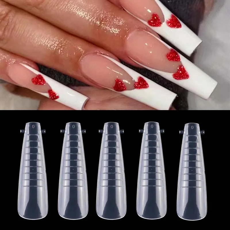 60Pcs-Bag-Nail-Forms-Finger-Poly-UV-Gel-Extended-Long-Coffin-False-Tips ...
