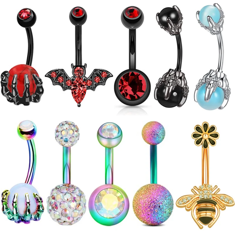 1PCS Bat Belly Button Piercing Jewelry 14G Claw Belly Ring Body ...