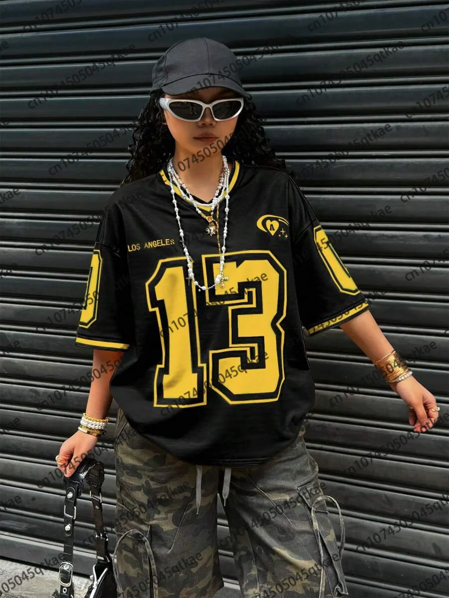 Los Angeles Number 13 TShirt For Women Summer Oversized V-neck Tee ...