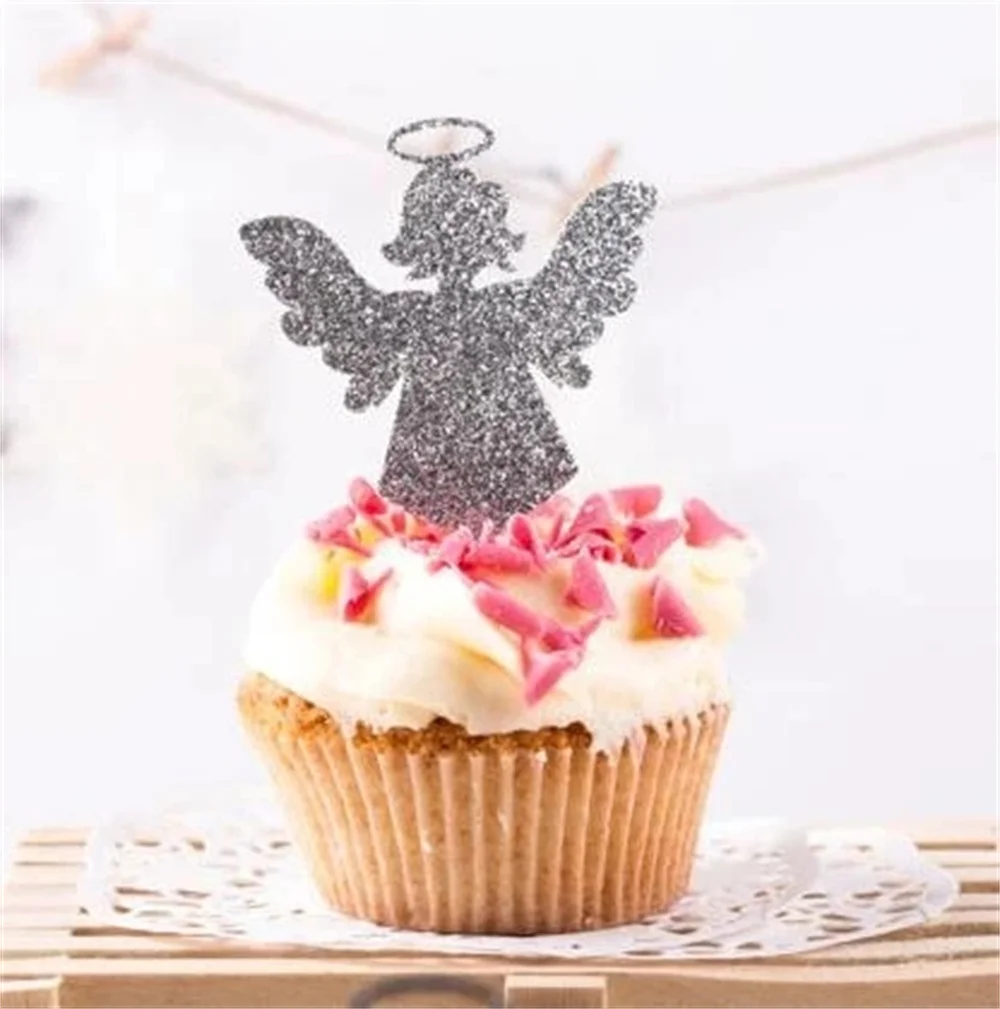 glitter-Christmas-Angel-cupcake-toppers-New-Year-baby-shower-baptism ...