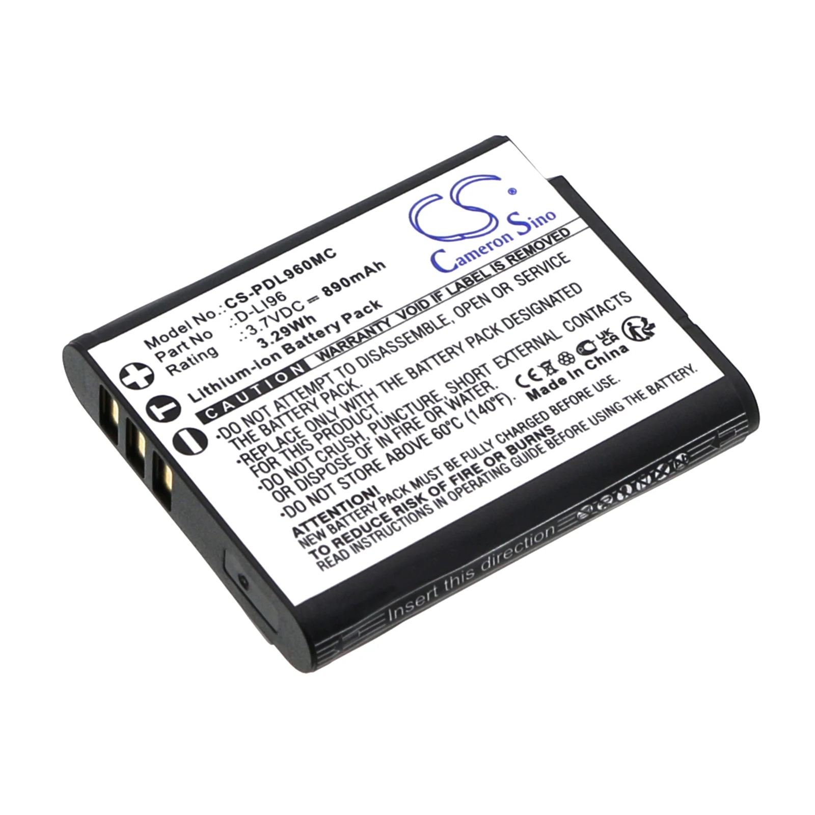 CS Replacement Battery For Pentax WG-1000 D-LI96 890mAh / 3.29Wh Camera ...