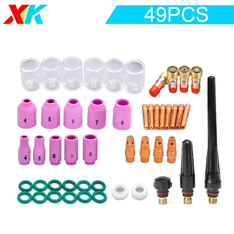 TIG Welding Torch 49PCS Stubby Gas Lens Kit For WP17 WP18 WP26 TIG 10 ...