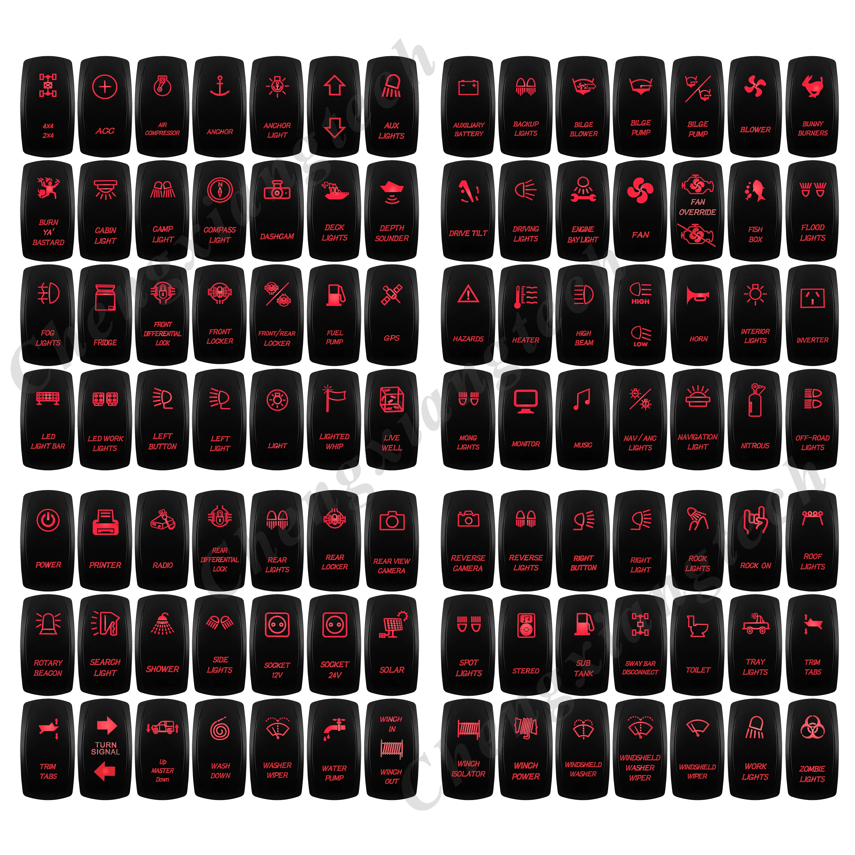 Red-Led-Light-Car-Boat-Rocker-Switch-12V-20A-IP68-Marine-Grade-Toggle ...