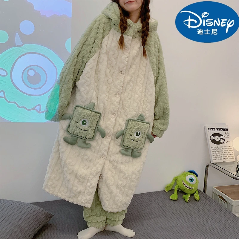 Disney Anime Mike Wazowski Girl Pajamas Two Piece Suit Winter Coral ...
