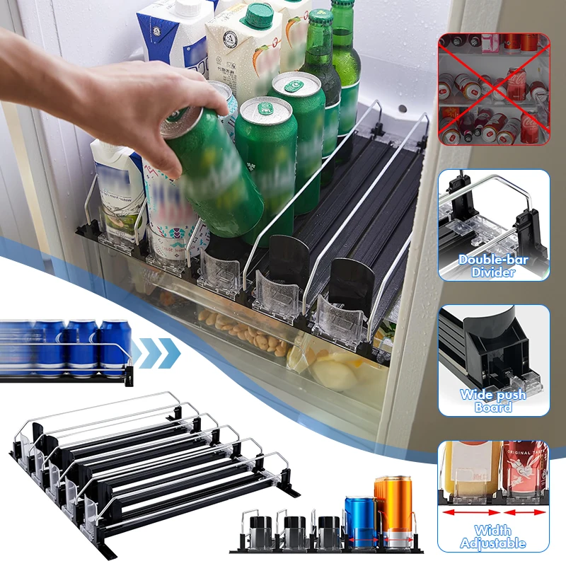 New-Push-Rack-Drink-Organizer-Canned-Beverage-Dispenser-Push-Beer ...