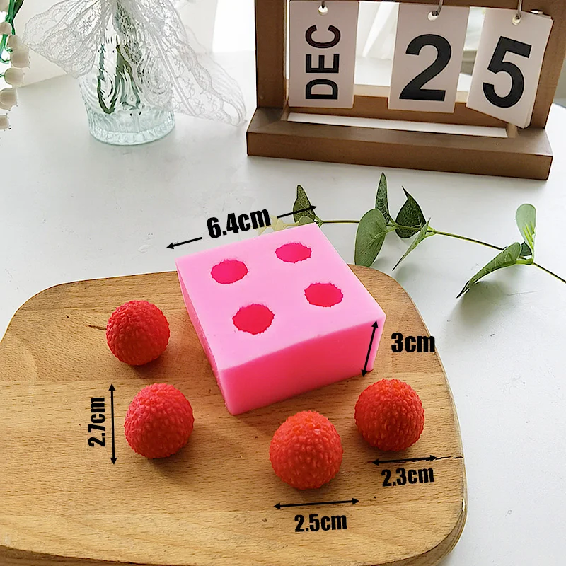 3D Lychee Silicone Fondant Molds Soap Candle Strawberry Mango Wax Melts ...