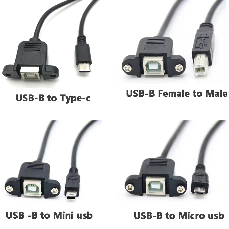 USB-2-0-Type-B-Female-to-male-Type-c-Micro-Mini-usb-EXTENSION-Data ...