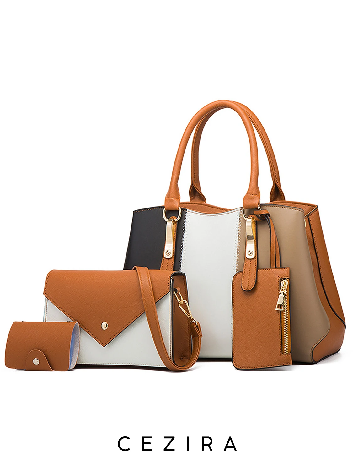 CEZIRA-Fashion-Patchwork-PU-Leather-Handbags-Set-Women-Large-Top-handle ...