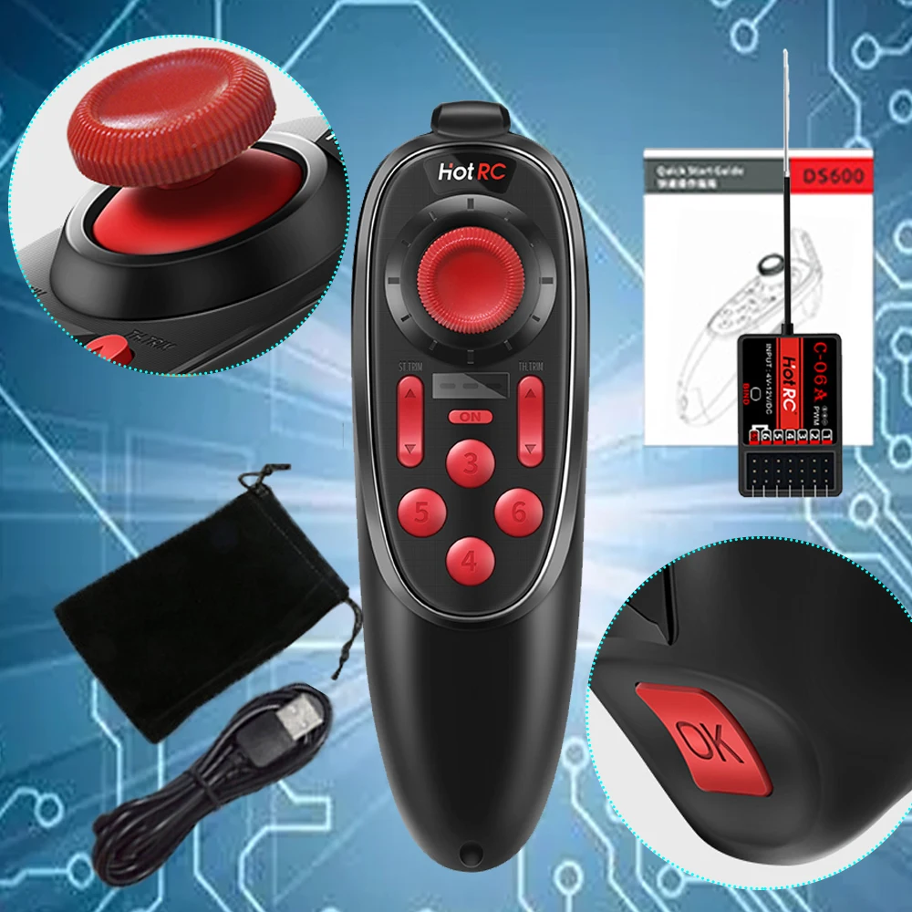 HOTRC Radio System Transmitter Remote Controller DS 600 6CH 2.4GHz with ...